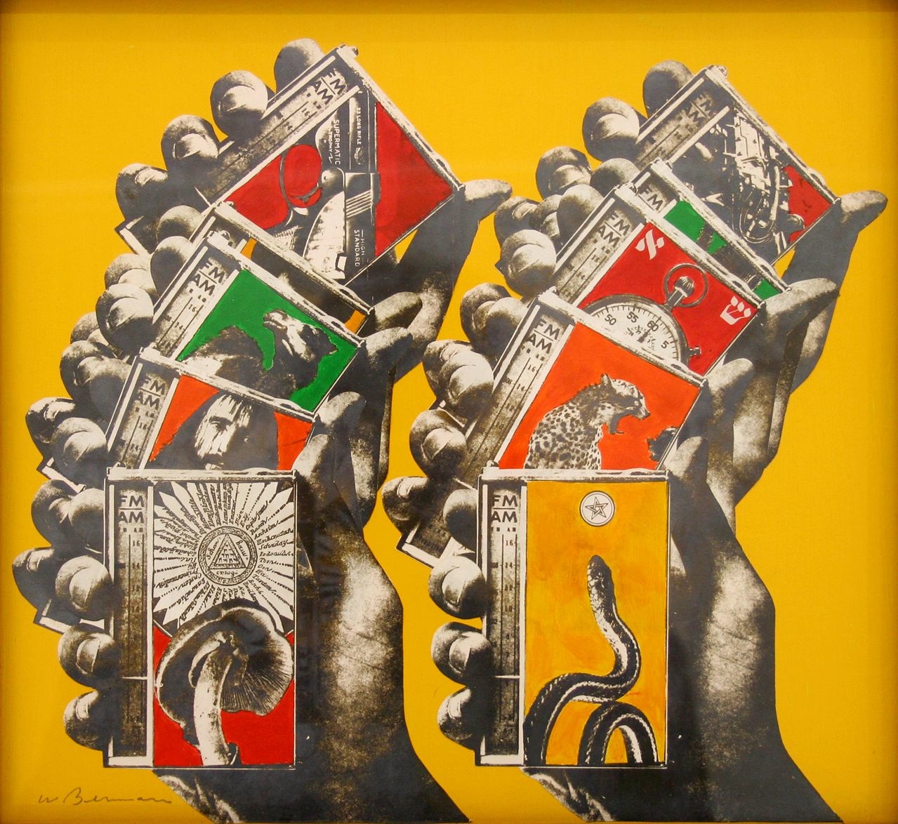 Wallace Berman, Untitled (Multi-Color Shuffle Al-Man Kissing Man), 1967